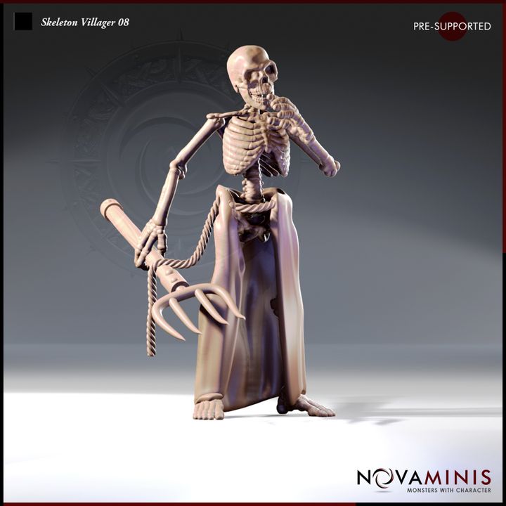 3D Printable Mors Mihi Lucrum: Skeleton Villagers by NOVAMINIS